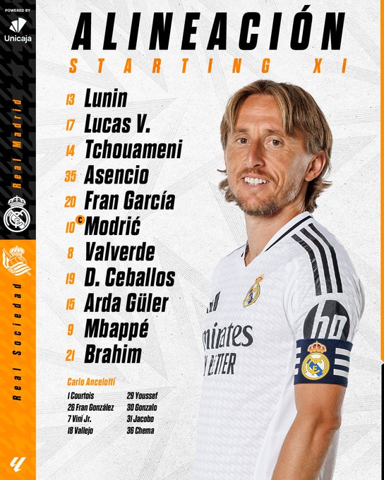 Real Madrid hoy: alineación confirmada vs Real Sociedad